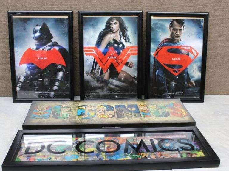 4 Framed DC Comics Wall Art, Including 3 Matching Posters and DC ...