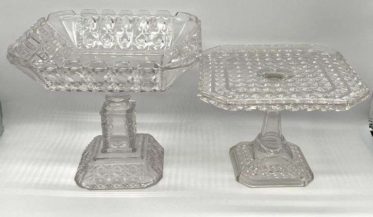 VTG Glass Square Compote Bowls - Auction Ohio