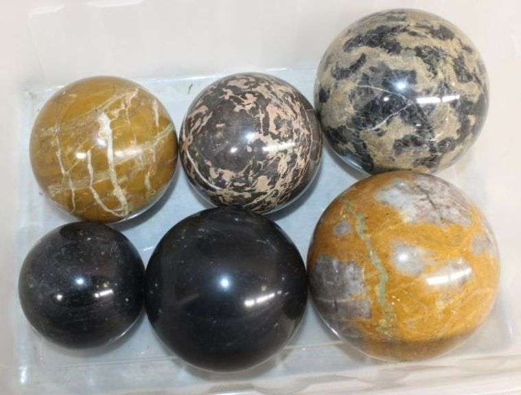 Six Polished Stone Spheres - Auction Ohio
