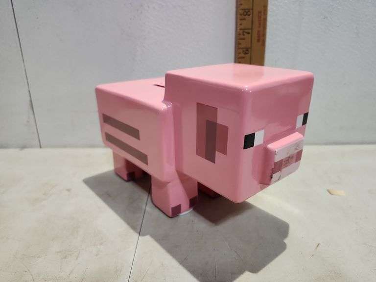 Minecraft Ceramic Pig Bank - Auction Ohio