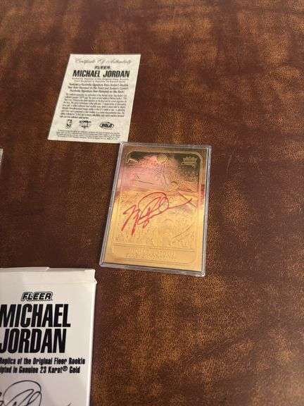 Michael Jordan Replica of OG Fleer Rookie Card in 23K Gold - Auction Ohio