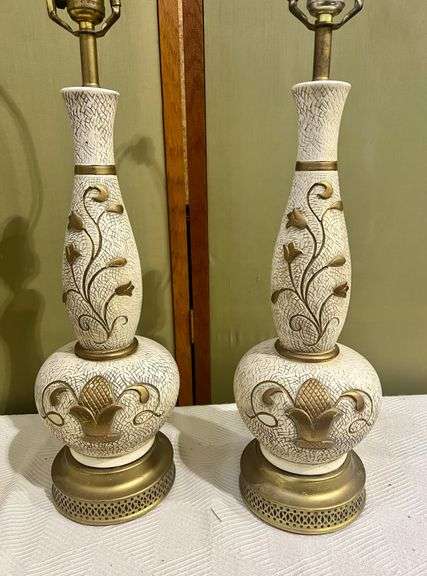 Mid Century Heavy Chalk Lamps/ pair - Auction Ohio