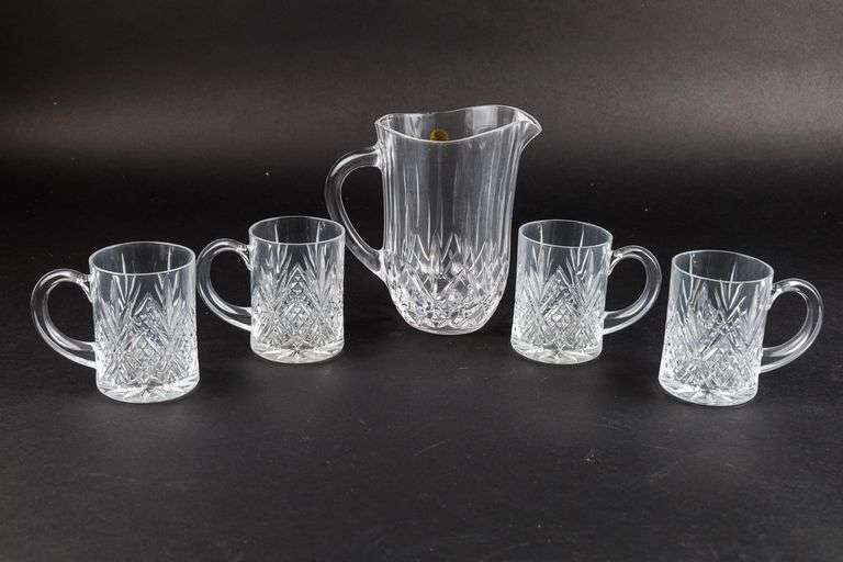 Lead Crystal Pitcher and Mugs - Auction Ohio