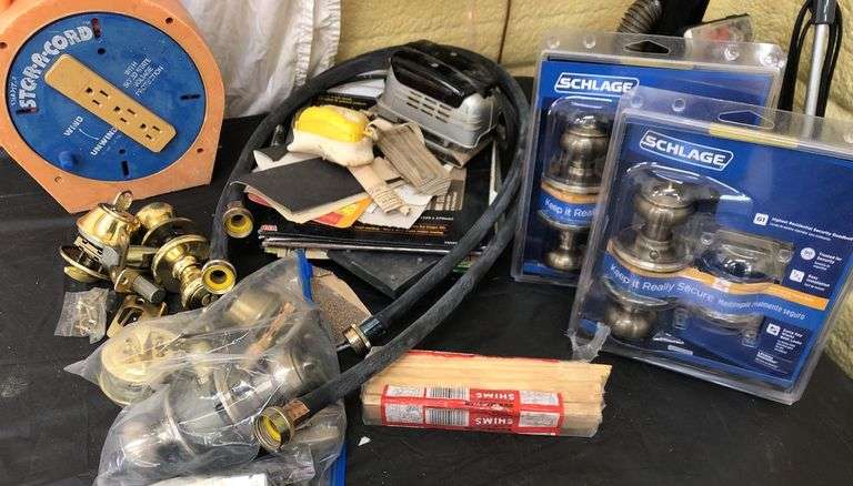 Wind Up Extension Cord, Sears Sander, Schlage Door Knob - Auction Ohio