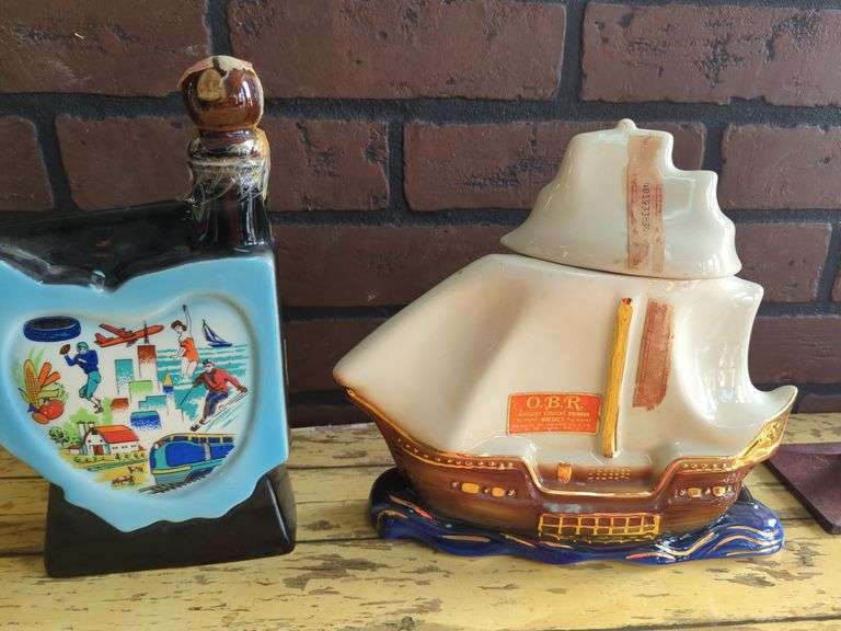 1966 Jim Beam Ohio Decanter and Santa Maria Whiskey Decanter - Auction Ohio