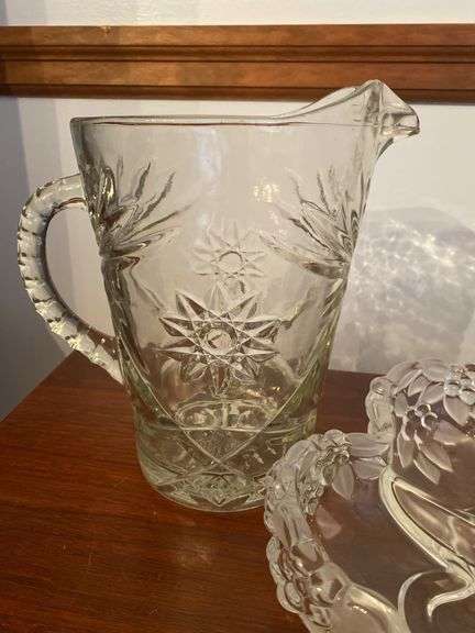 Two beautiful pitchers lead crystal - Anchor Hocking - with crystal ...