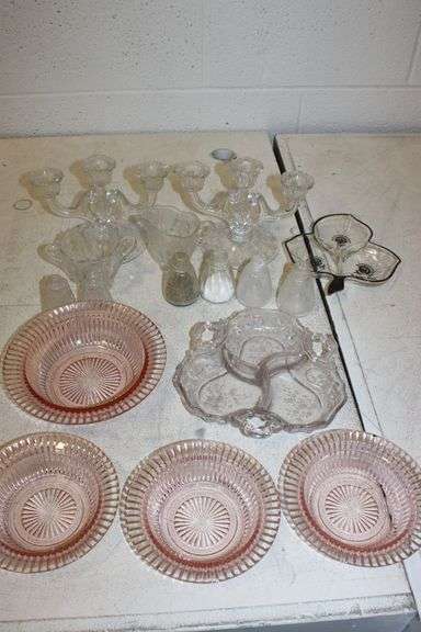 Rose & Clear Glassware - Auction Ohio