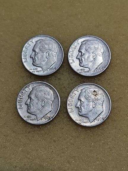 Four 1964 D Mint Dimes - Auction Ohio
