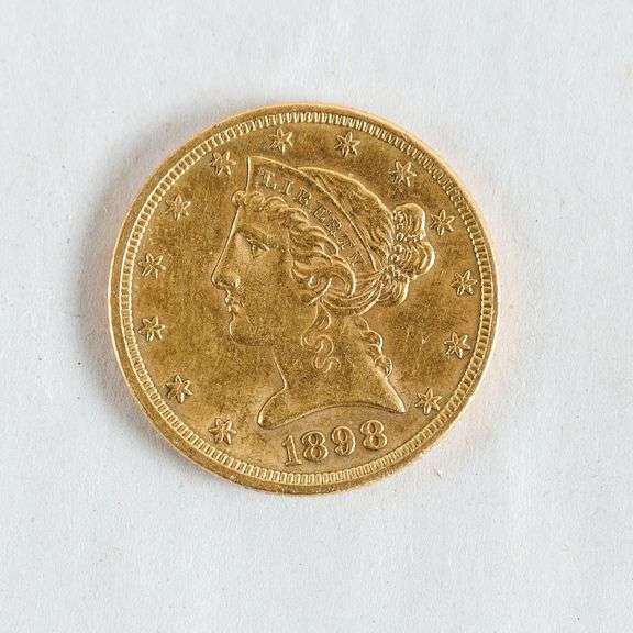 1898 GOLD $5 Liberty Coin- Excellent Condition - Auction Ohio