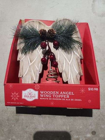Holiday Time Wooden Angel Wing Tree Topper - Auction Ohio