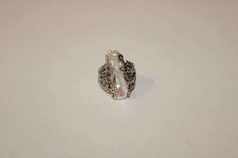 Sterling Silver & Baroque Pearl Ring - Auction Ohio