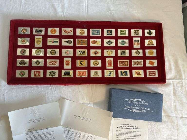 Franklin Mint sterling silver Railroad emblems ingots SET - Auction Ohio