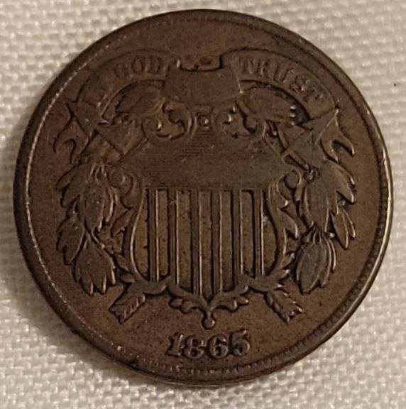 1865 Two Cent Piece - F - Auction Ohio
