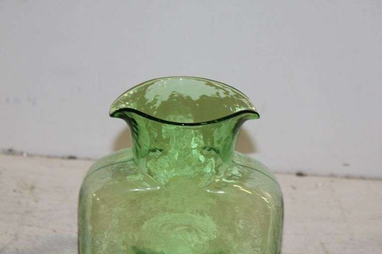 MCM Blenko Green Glass Pitcher - Auction Ohio