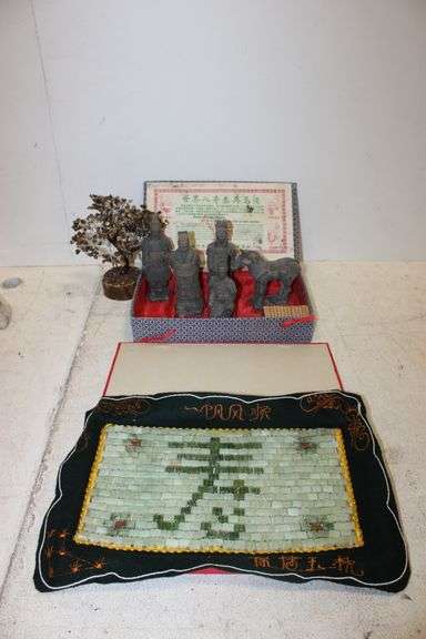 Chinese Figures, Jade Mosaic & Stone Tree - Auction Ohio