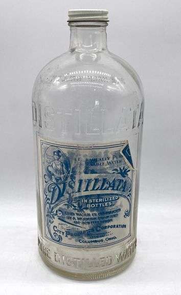 Antique Distillata Glass Water Bottle - Auction Ohio