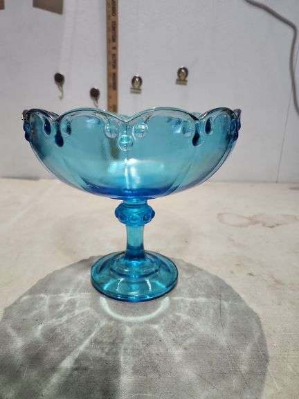 Vintage Indiana Glass Garland Blue Compote - Auction Ohio