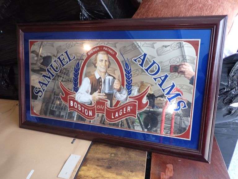 Samuel Adams Framed Glass Mirror - Bar Art - Auction Ohio