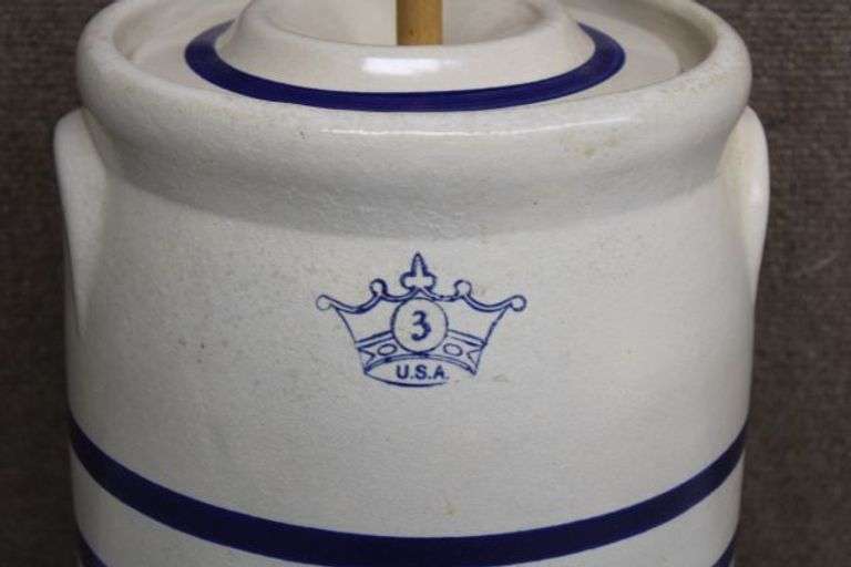 Robinson Ransbottom Blue Crown Stoneware Crock - Auction Ohio