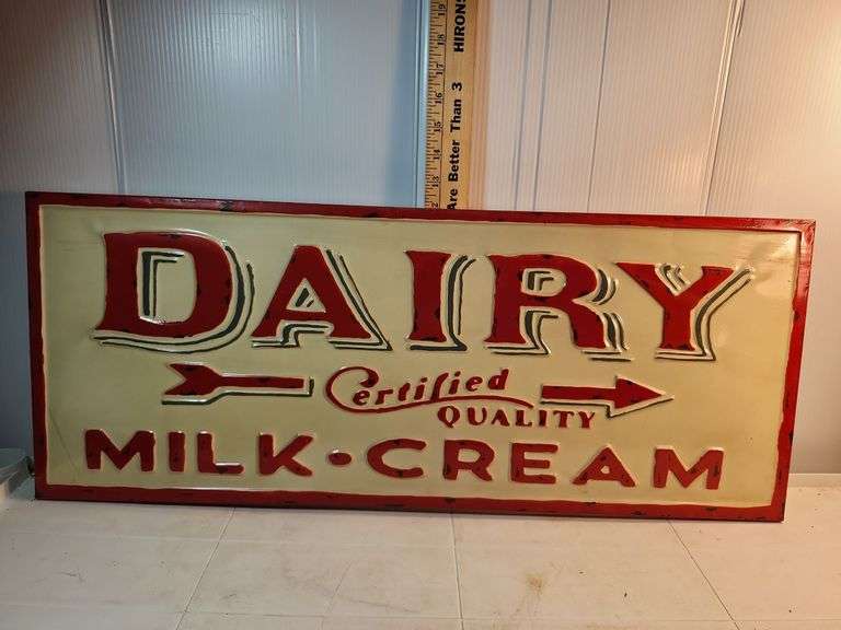 Repro. Metal Dairy Sign 12" x 30" - Auction Ohio