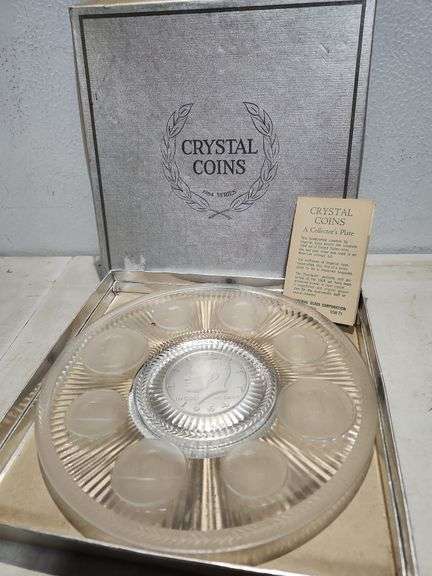 Vintage Imperial Glass President Crystal Coin Plate In Box - Auction Ohio
