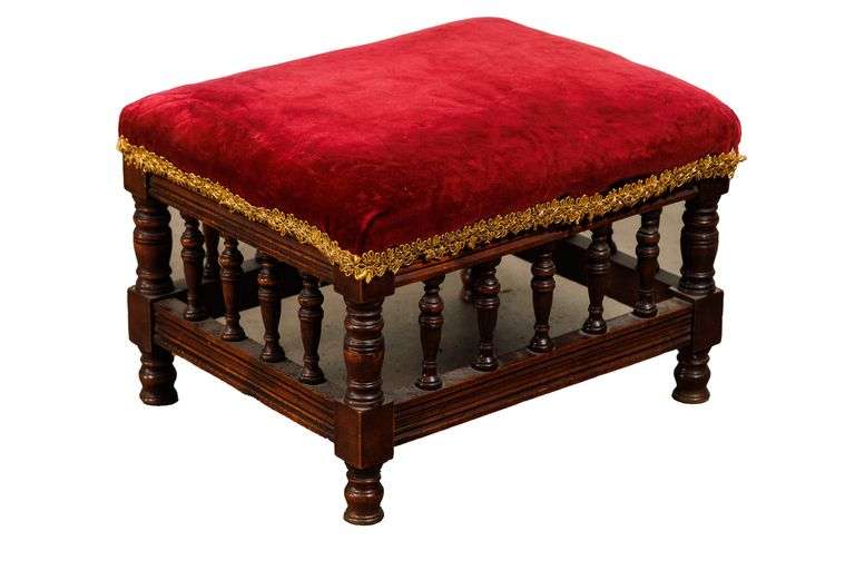 Vintage Fancy Upholstered Footstool - Auction Ohio