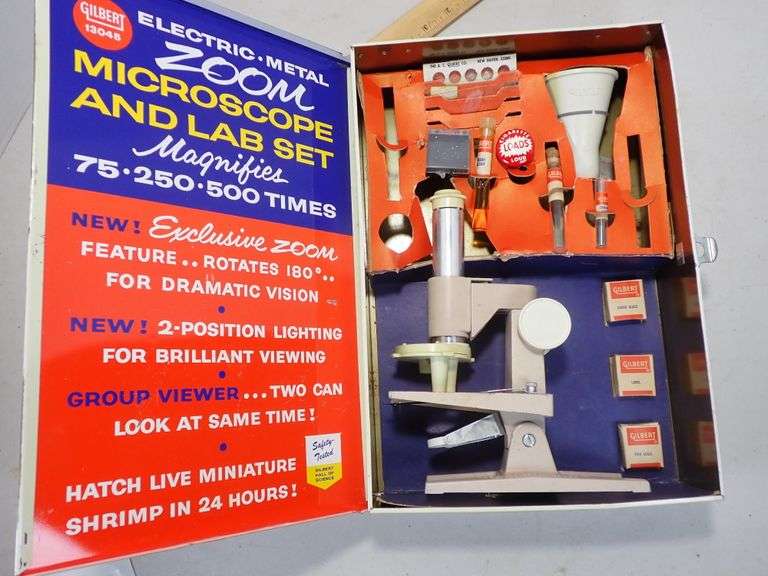 Tested 1960s Gilbert 13045 Electric/Metal Zoom Microscope and Lab Set ...