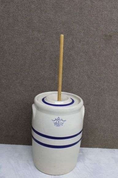 Robinson Ransbottom Blue Crown Stoneware Crock - Auction Ohio