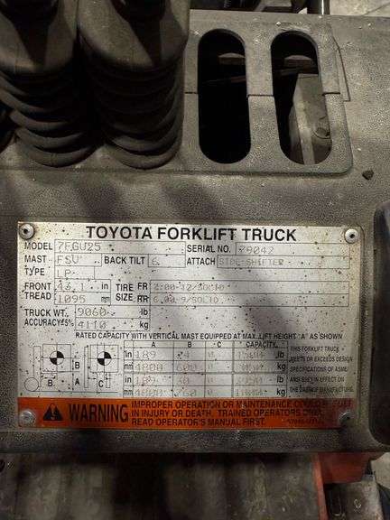 7FGU25 Toyota Forklift - Auction Ohio