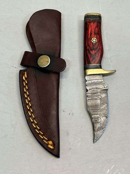 New MHS Cutlery Handcrafted Damascus Steel Knife with Leather Sheath ...