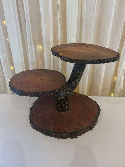 3-Tiered Live Edge Wood Stand - Auction Ohio