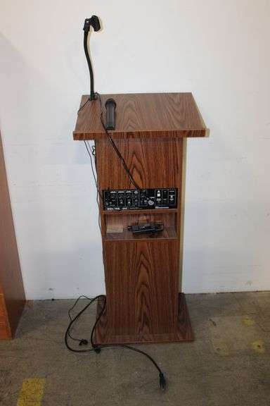 Lectern with Microphone & Audio Controls - Auction Ohio