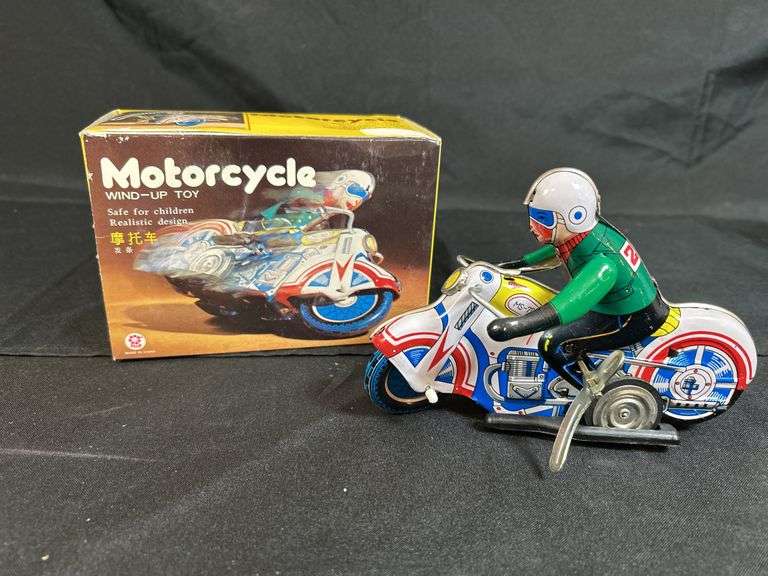 Tin Litho Wind-Up Motorcycle Toy - Auction Ohio