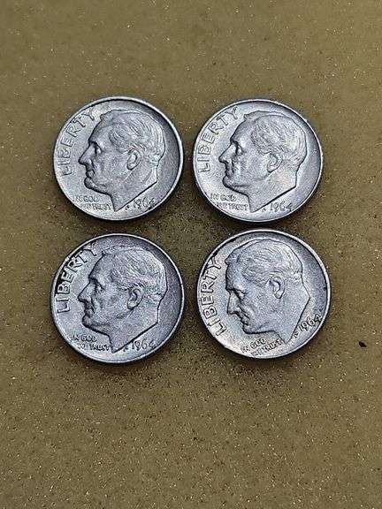 Four 1964 D Mint Dimes - Auction Ohio