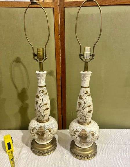 Mid Century Heavy Chalk Lamps/ pair - Auction Ohio