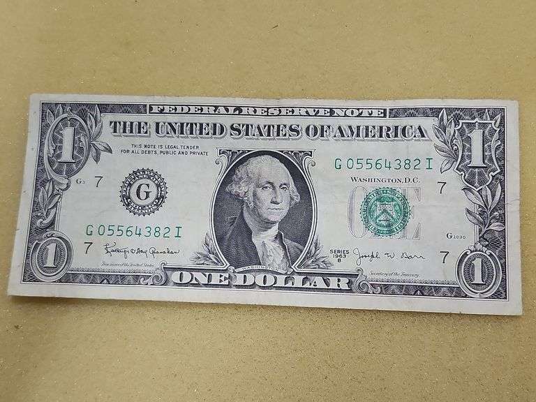 Series 1963 B $1 Signed Joseph W Barr ''Barr Dollars'' Among the most ...