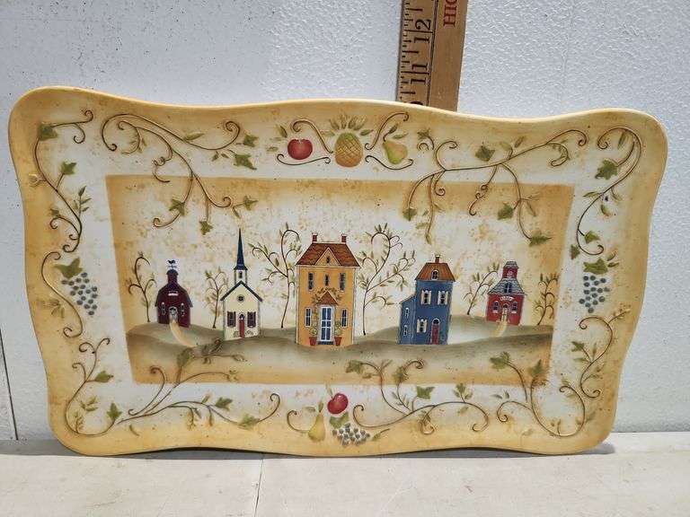 Partylite Winding Lane by Susan Winget Candle Tray 17" x 10" x 1 ...
