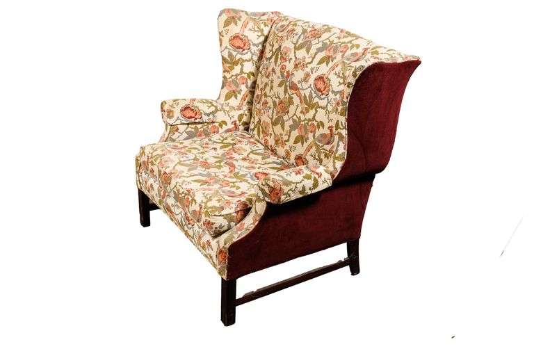Unique Double Wingback Chair with Birds - Auction Ohio