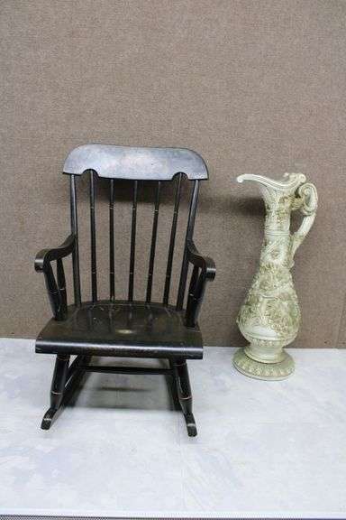 Wooden Rocking Chair and Decorative Pitcher - Auction Ohio