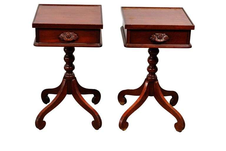 Vintage Pair of End Tables/Plant Stands With Scroll Legs - Auction Ohio