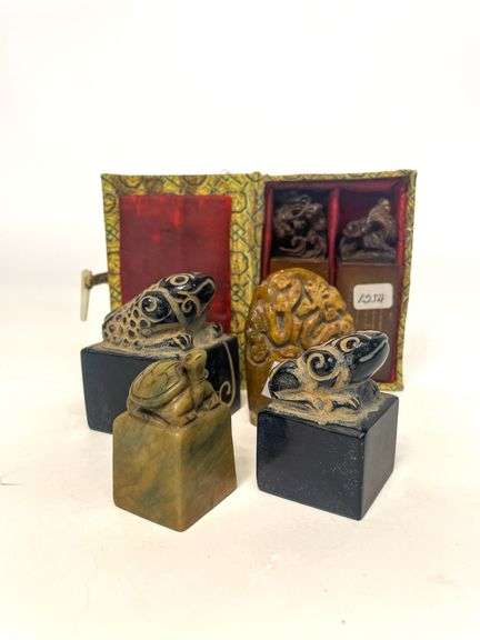 GROUP OF SIX CARVED STONE SEALS. - Auction Ohio