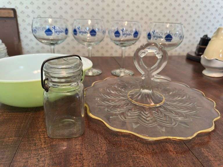 Vintage Pyrex Bowl, Tangier Glasses, Glass Tray & Jar with Lid ...