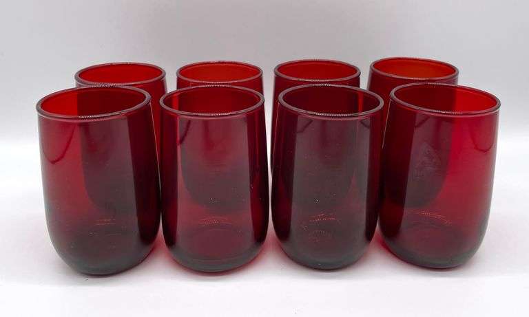 Vintage Anchor Hocking Ruby Glasses - Auction Ohio