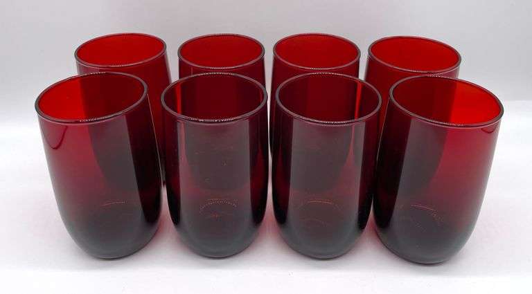 Vintage Anchor Hocking Ruby Glasses - Auction Ohio
