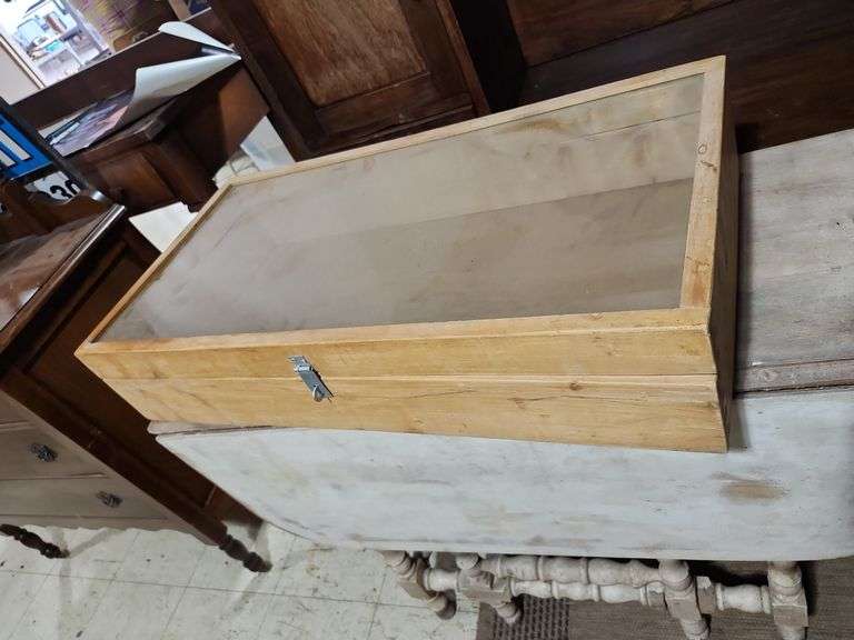 Wood Showcase Box Glass Door 15''X29''X5.5'' - Auction Ohio