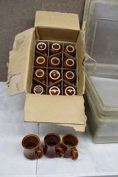 Lot of Rego Ceramic Mugs and Cambro Polycarbonate Food Storage Bins ...