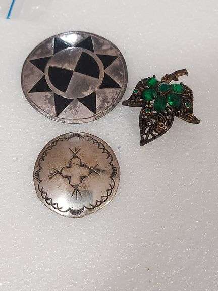 925 Mexico Brooch, Bear Tracking Brooch & Vintage Green Stone Brooch ...