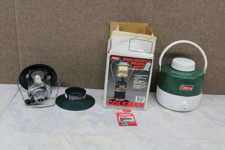 Coleman Two-Mantle Propane Lantern with Box and Coleman Cooler - Auction Ohio