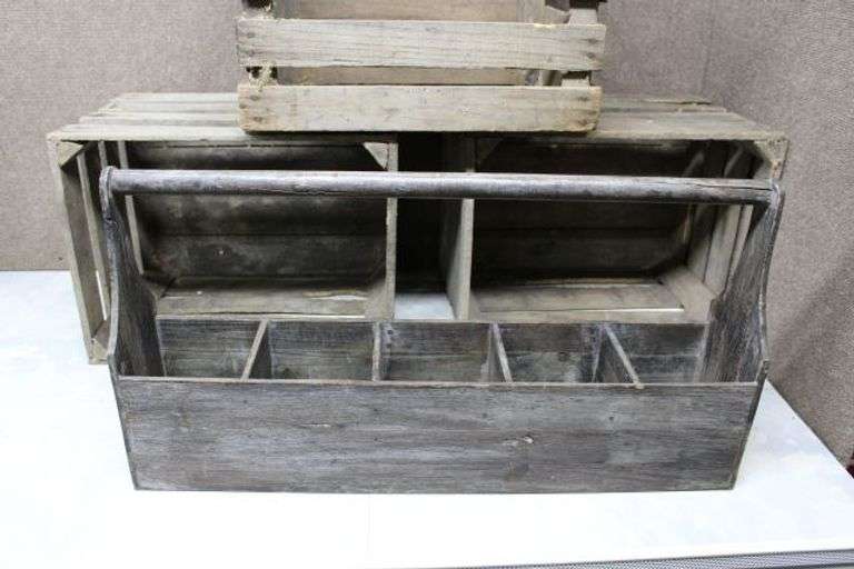 Wooden Crates and Divided Wood Tote - Auction Ohio