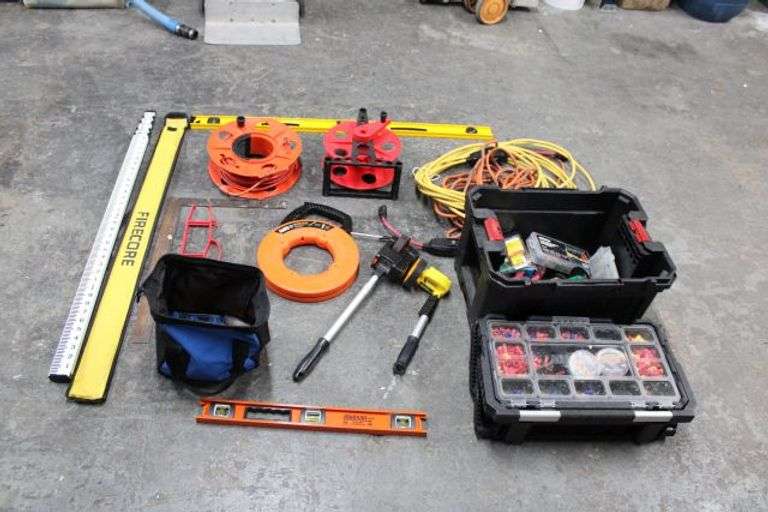 Lot of Assorted Electrical and Measuring Tools Including Toolboxes and ...
